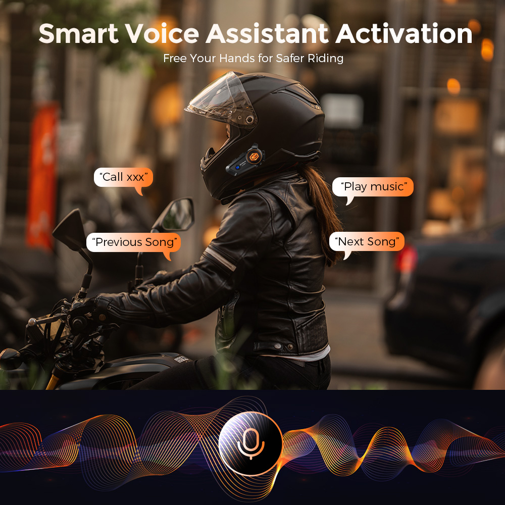 GEARELEC C2 Pro Motorcycle Helmet Intercom Headset 2 Riders For Music ...