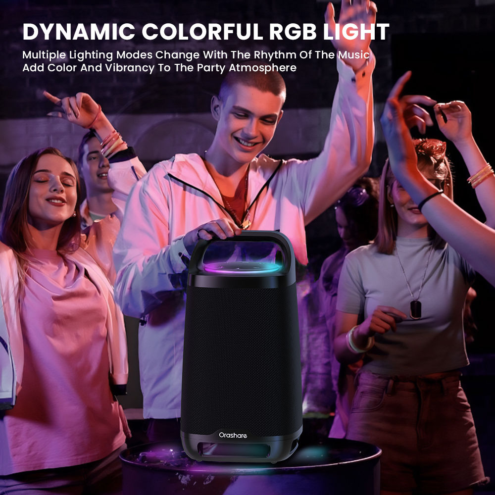 Orashare BS21 Party Bluetooth Speaker with RGB 80W Powerful Sound Big ...