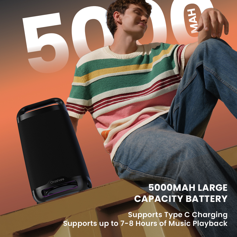 Orashare BS21 Party Bluetooth Speaker with RGB 80W Powerful Sound Big ...