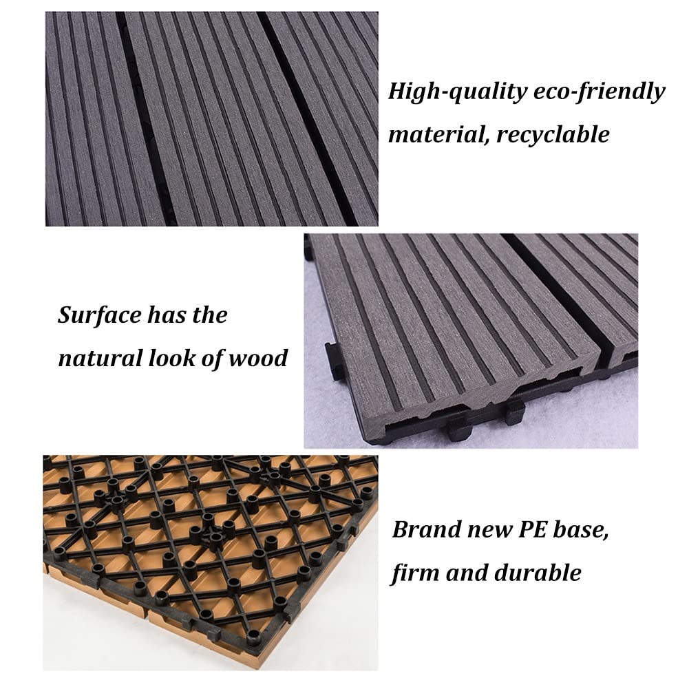 Wooden/PVC Floor Decking tiles Outdoor Deck Tiles DIY Plastic Composite ...