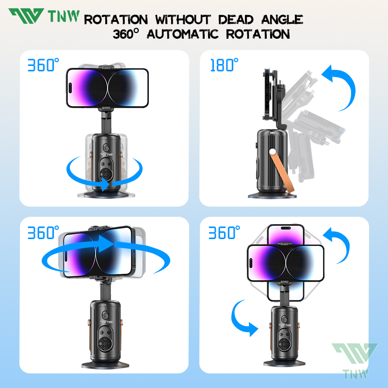 TNW P08 Face Tracking Phone Holder Stand 360°Rotation AI Follow-Up ...