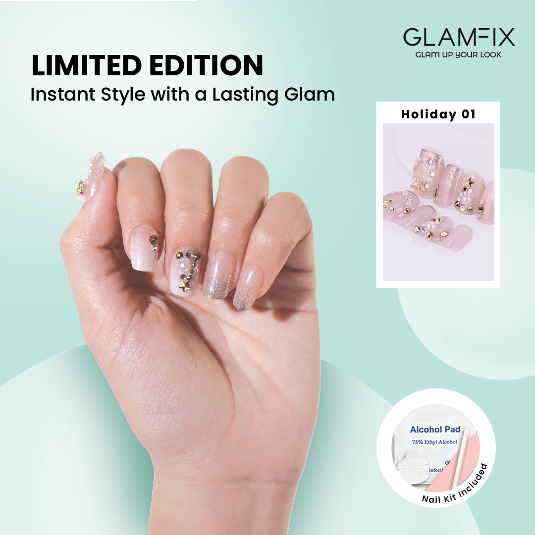 LIMITED EDITION | Glamfix Insta Press-On Nail Kit Holiday 01 | Shopee ...