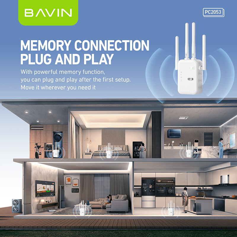 BAVIN PC2053 / PC2055 Wireless WiFi Repeater AP Signal Extender 2.4G / 5G Supports Up To ...