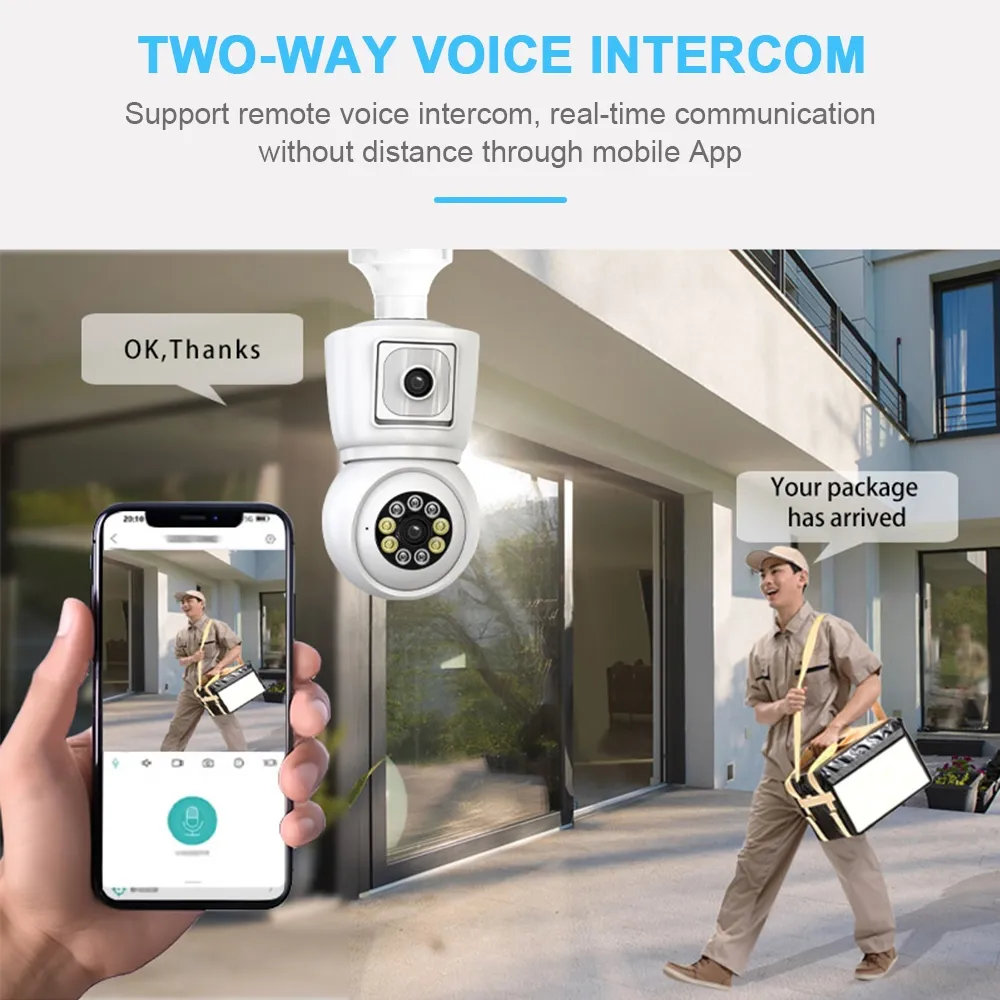 Buy1 Take1 ICSEE 4MP IP CCTV Security Camera Dual Lens PTZ Indoor Bulb ...