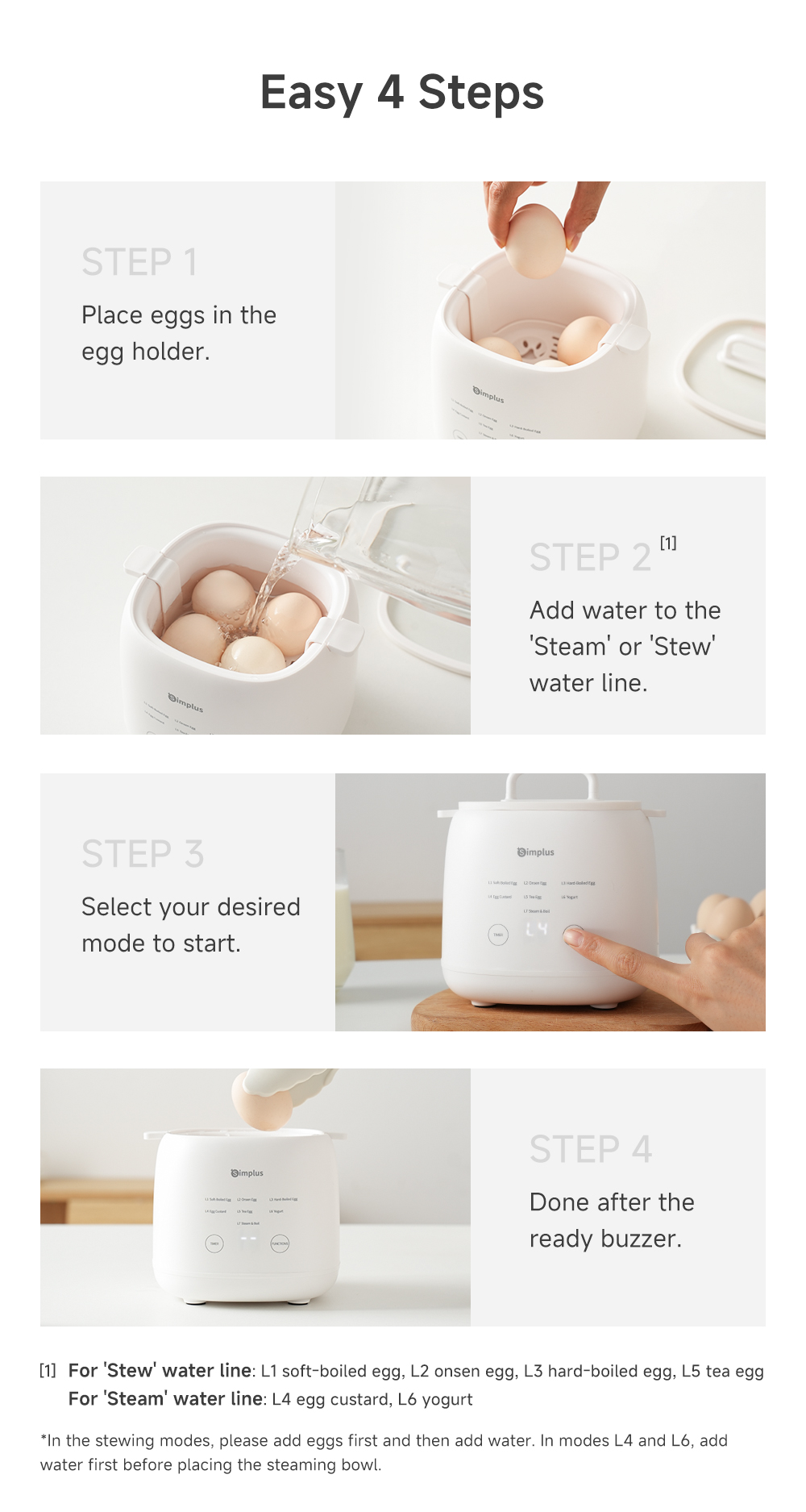 INSSA X Simplus Multifunctional Egg Cooker 7 Cooking Modes SUS304 24h ...