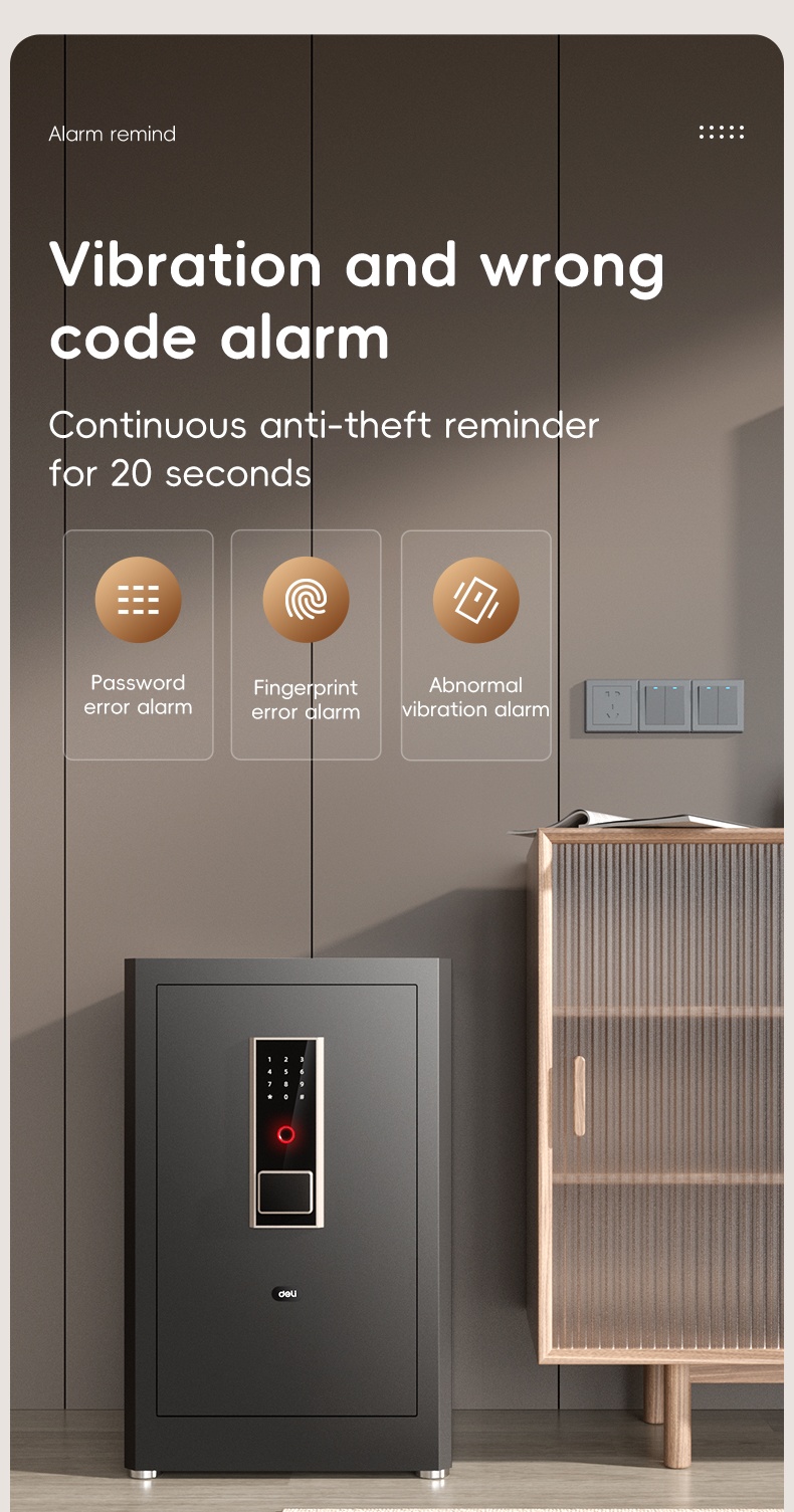 Deli Fingerprint Safe Deposit Box All Steel Money Box With Lock And Key ...