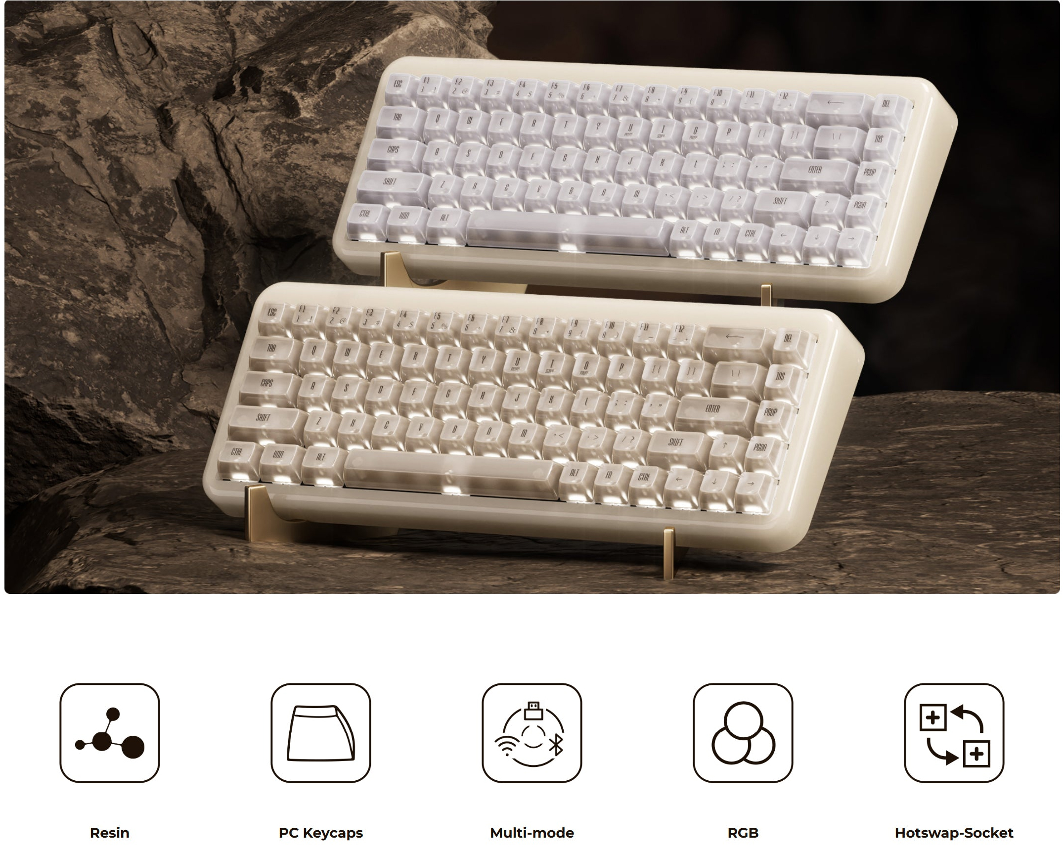 Akko YU01 Antique Jade Resin Case Multi-Mode RGB Hot-Swappable ...