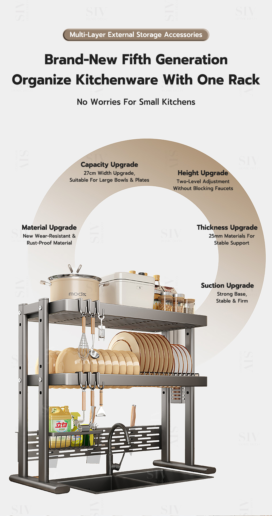 SIV Over The Sink Dish Drying Rack Dish Drainer With Pegboard Organizer ...