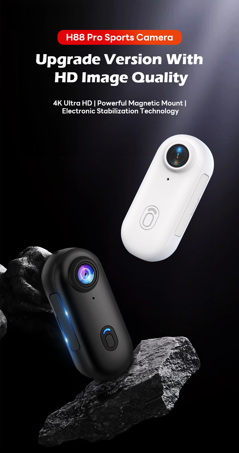 Mini Action Camera 4K/30FPS WiFi Camera Wateroroof Live Portrait Mode ...