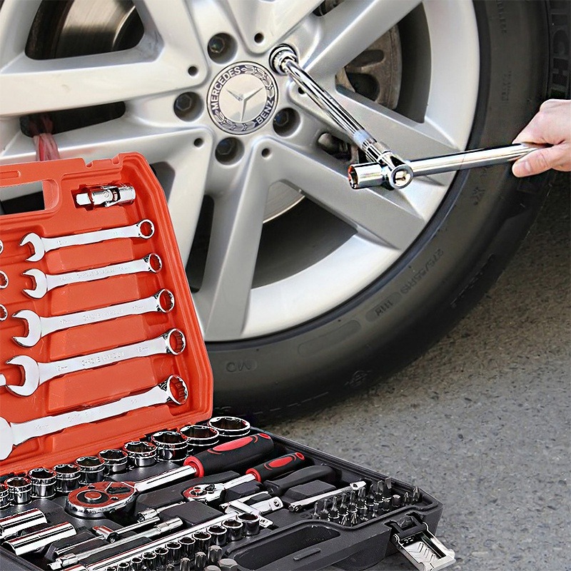 82-Piece Wrench and Socket Tool Box Set for Motorcycle and Automobile ...
