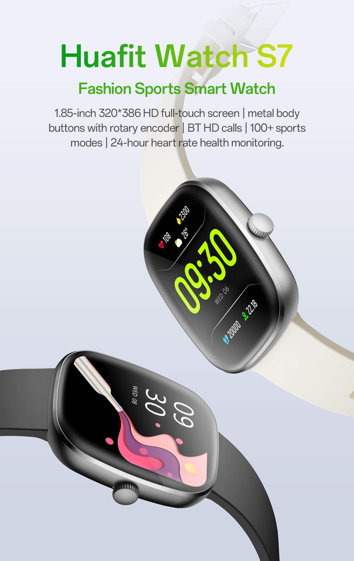 Aolon S7 Smart Watch HD Bluetooth WA Call Answer Health Data Zinc Alloy ...
