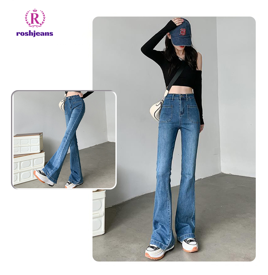 Rosh_Jeans Flare pants for women Korean Retro ladies Fit&Flare pants ...
