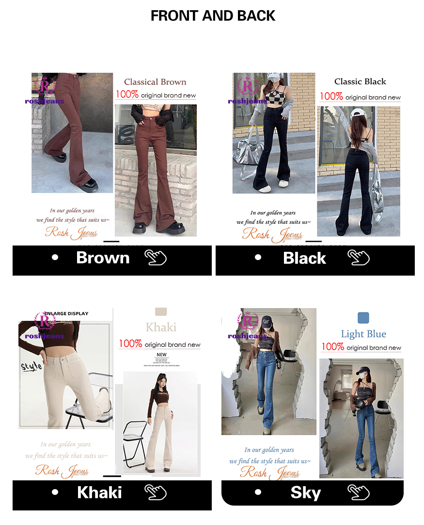 Rosh_Jeans Flare pants for women Korean Retro ladies Fit&Flare pants ...