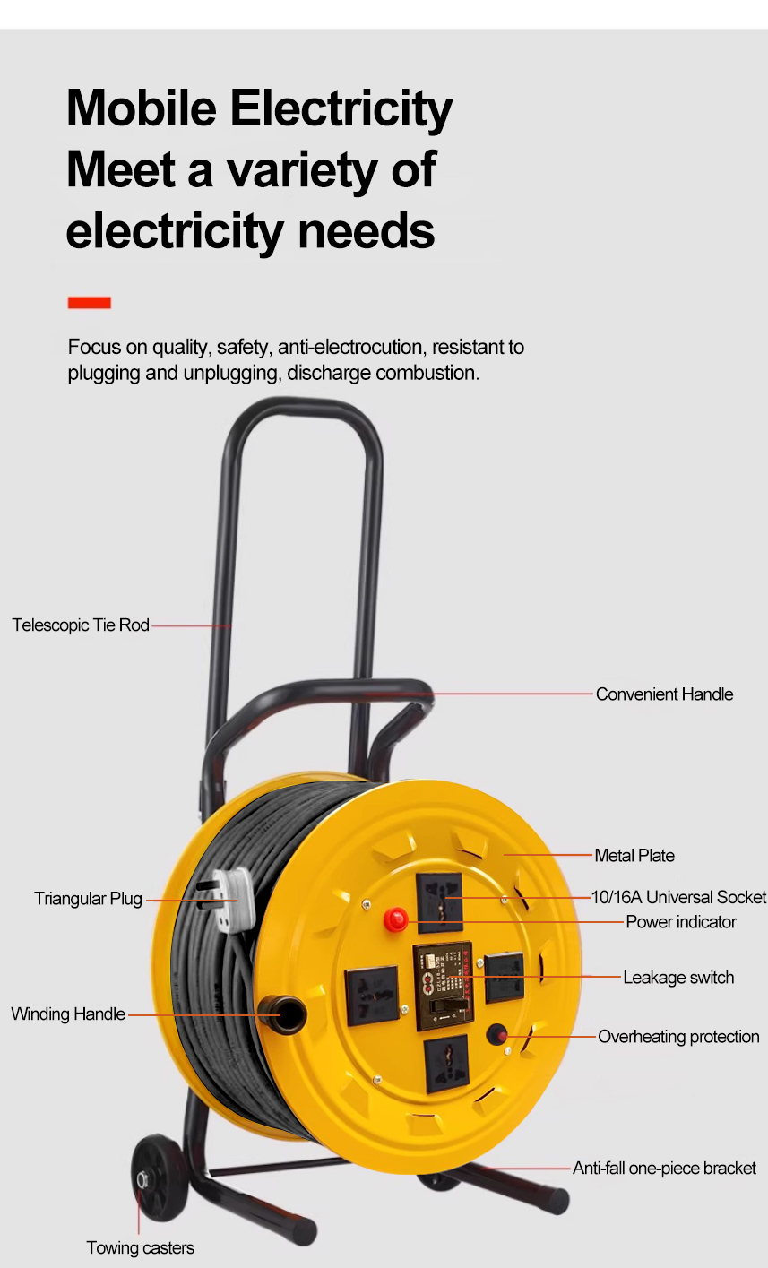Heavy Duty Cable Reel Extension Wire 15/30/50 Meters Power Cord ...