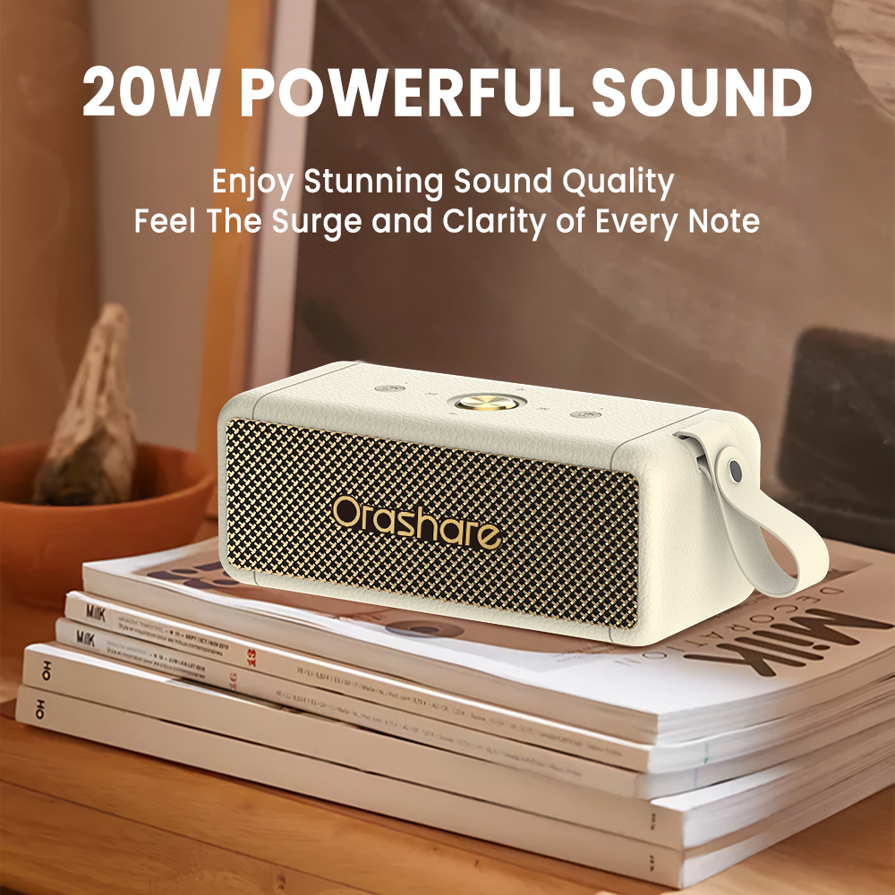Orashare BS19 Plus 20W Bluetooth Speaker Super Bass TWS Stereo Wireless Speaker Retro Design BT5 ...