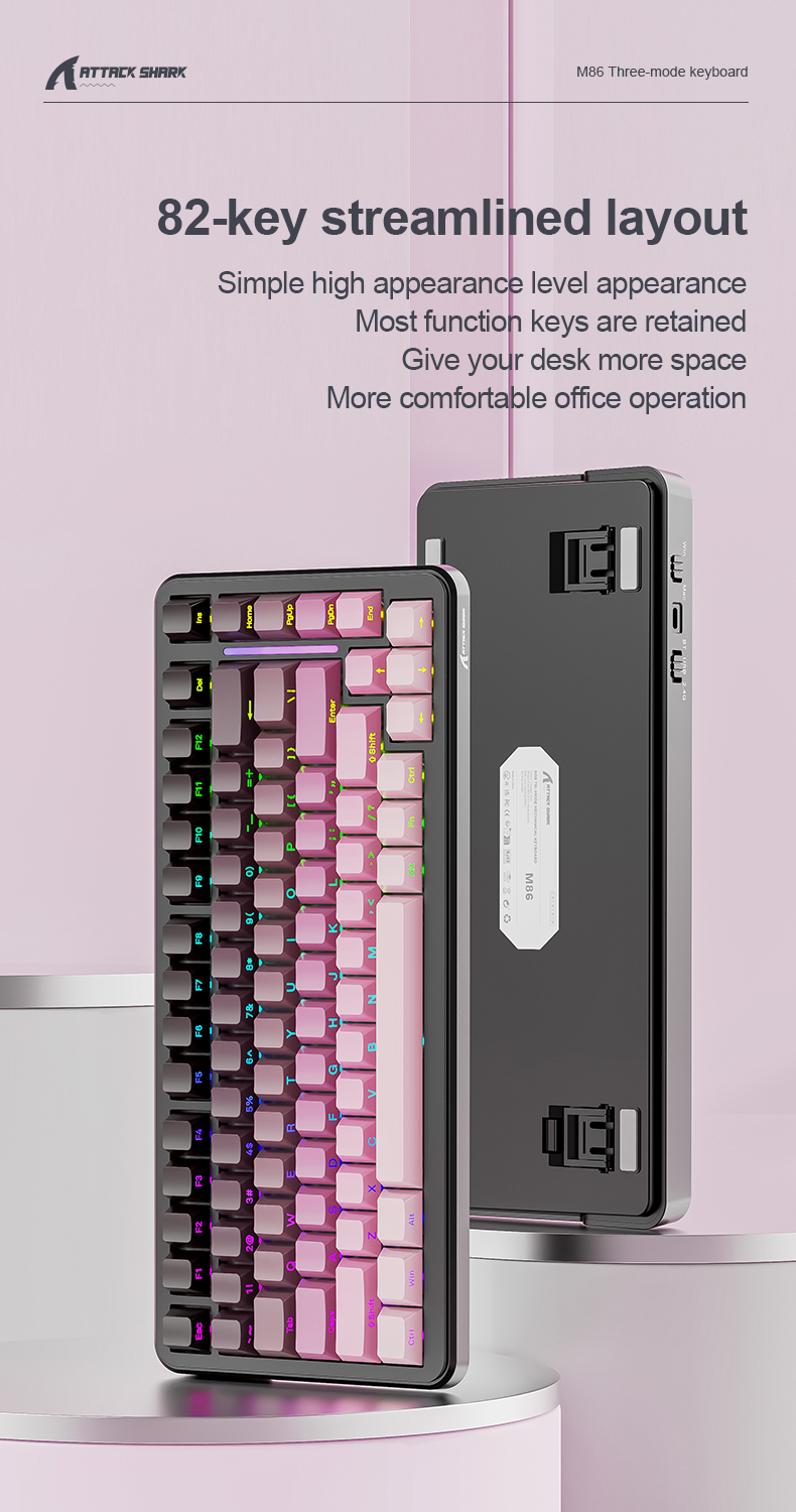 Attack Shark M86 STAR Mechanical Keyboard 80 Key RGB Tri-Mode Bluetooth ...