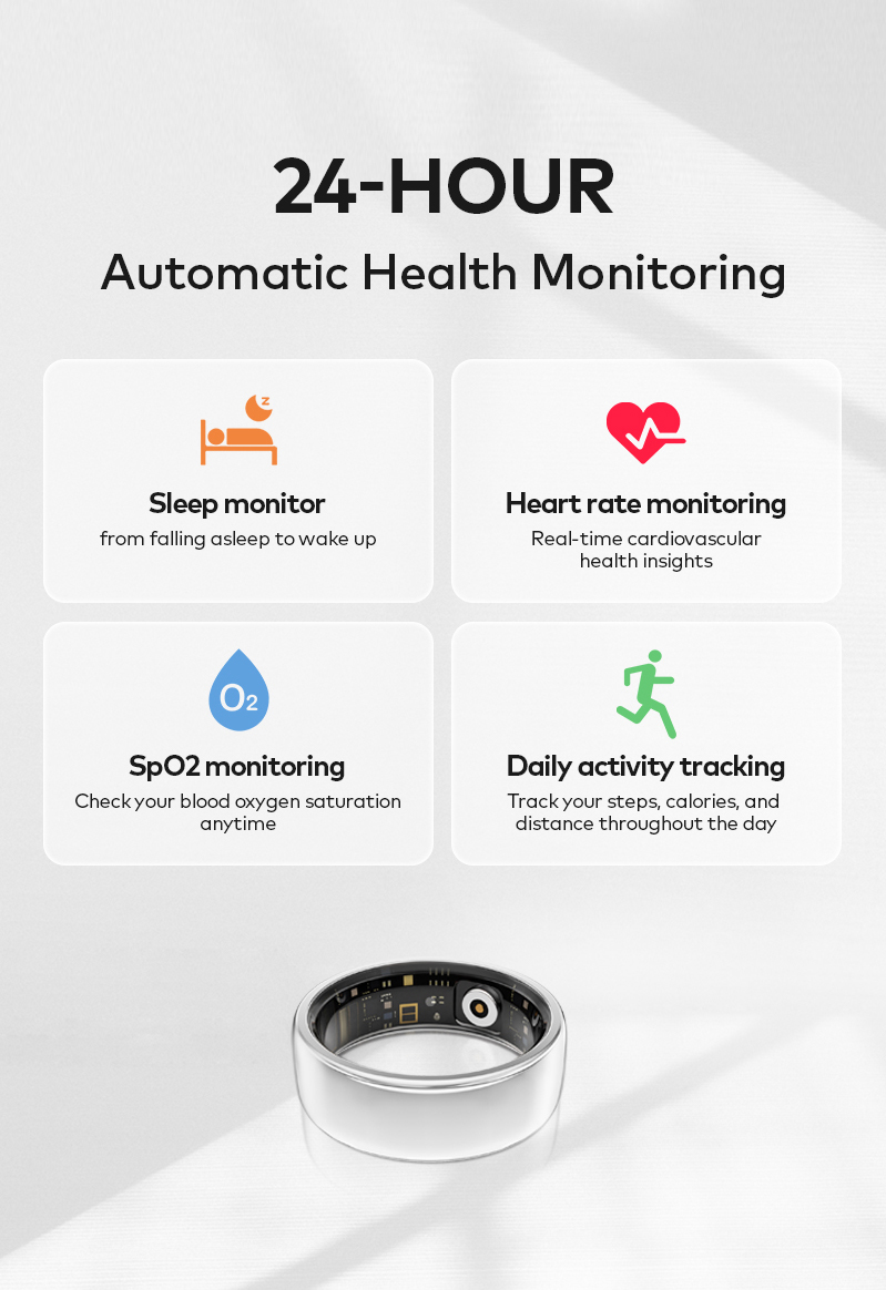 itel Smart Ring | 24-Hour Health Monitor | Stainless Steel | 10 ATM ...