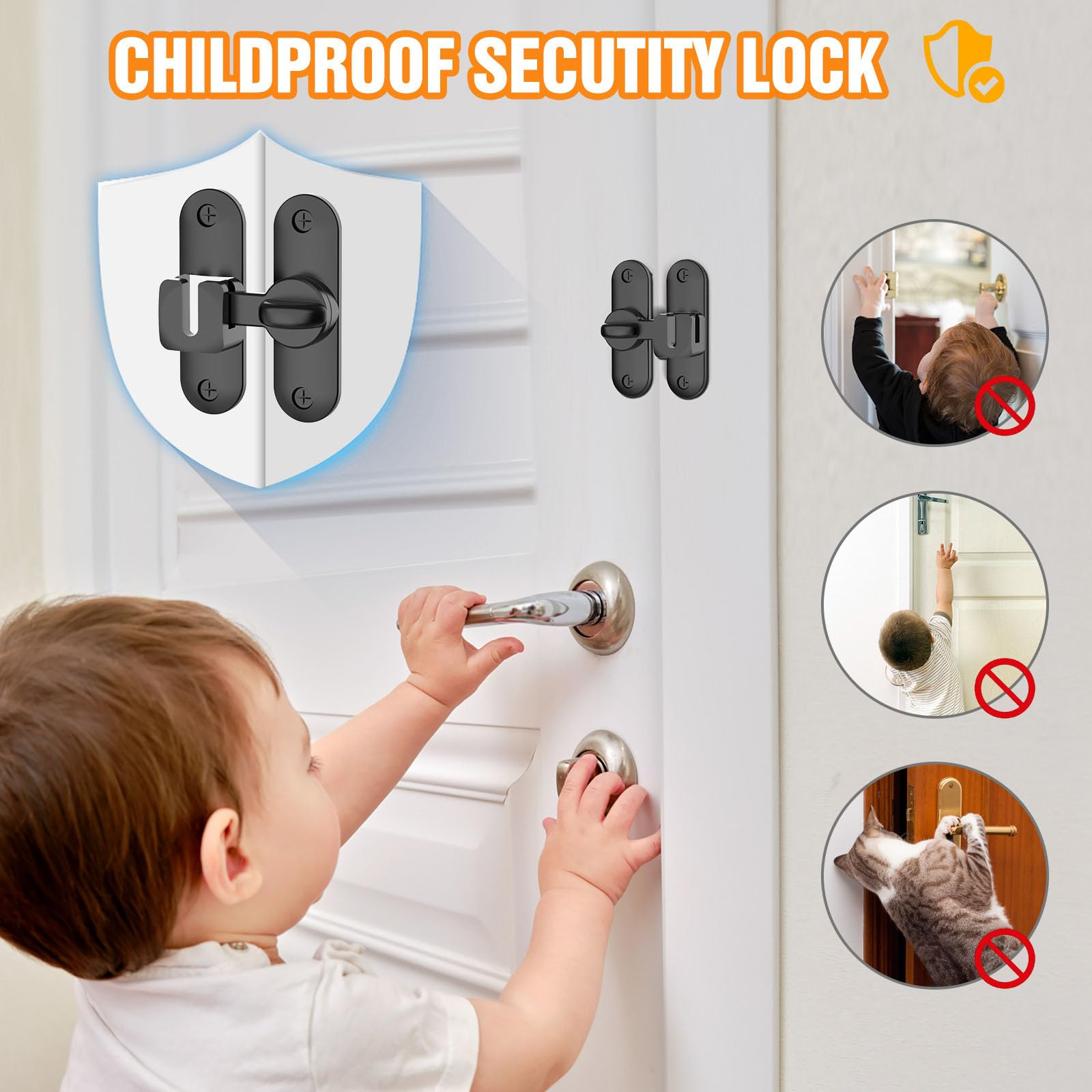 90/180 Degree Door Lock Small Sliding Door Latch Heavy Duty Bar Gate ...