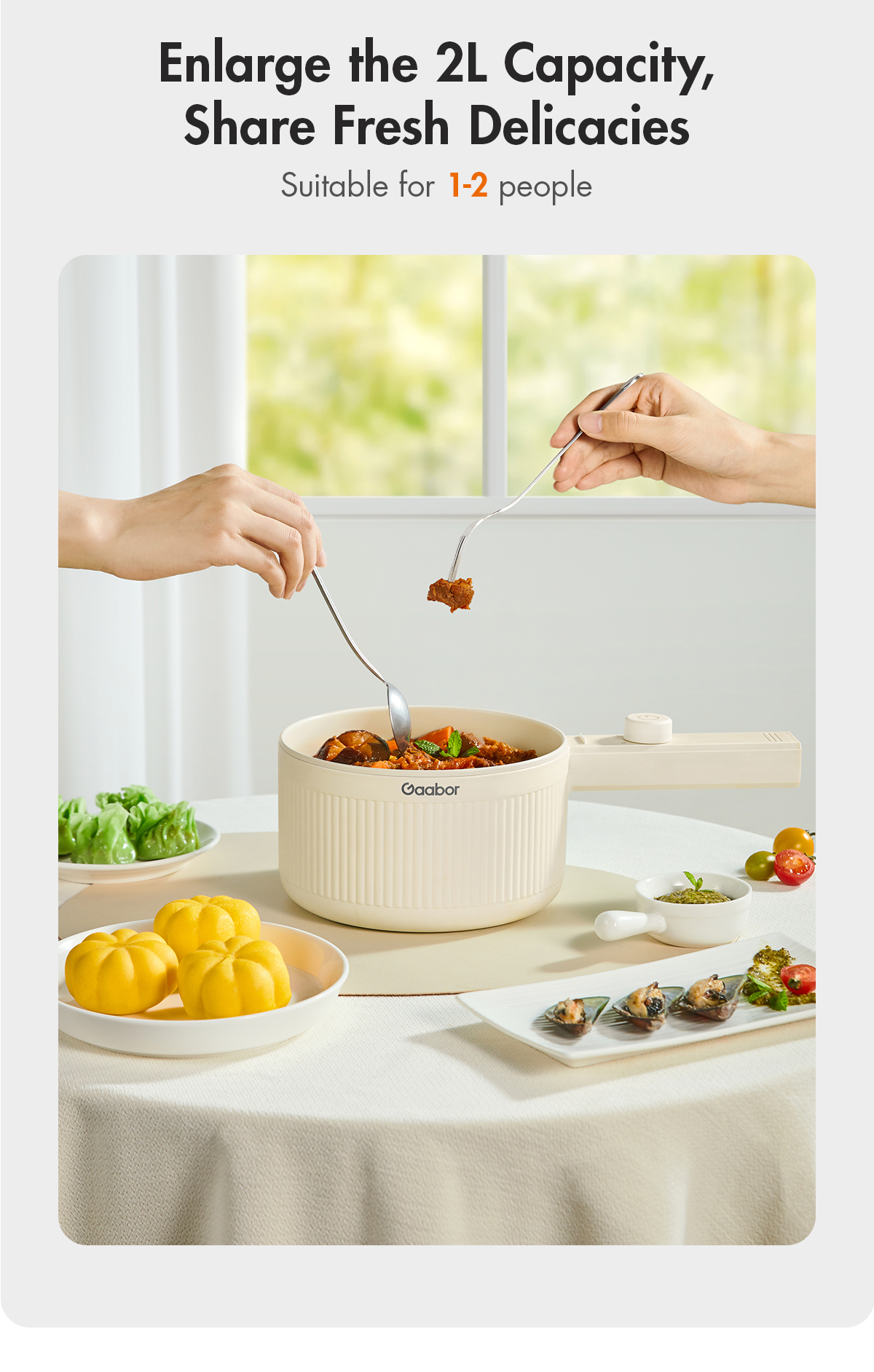 Gaabor Mini Rice Cooker Non-stick Electric Pot 2L Strong Power 600W ...