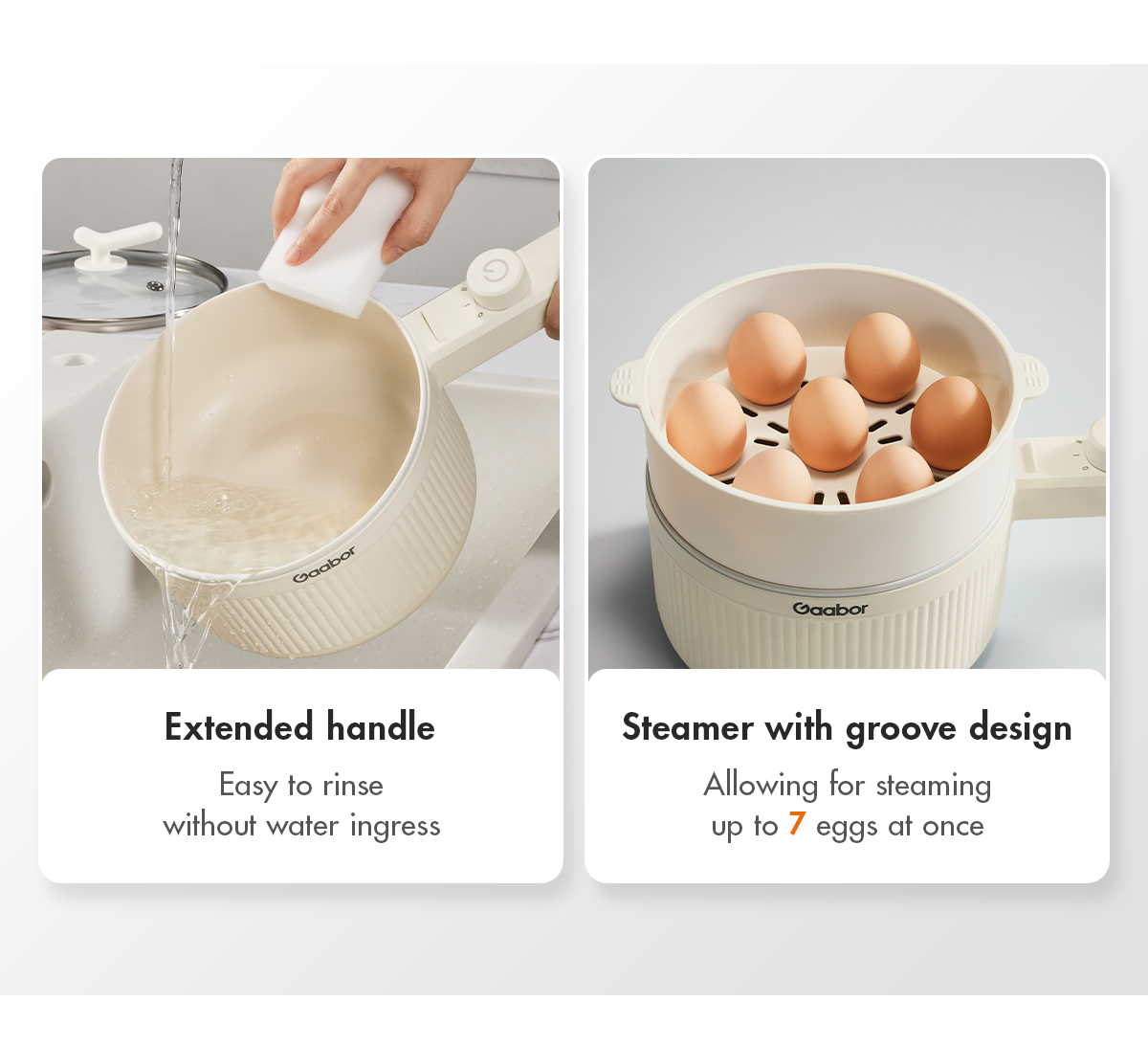 Gaabor Mini Rice Cooker Non-stick Electric Pot 2L Strong Power 600W ...