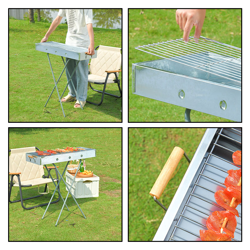 Barbecue Griller BBQ Grill with stand Stainless Foldable Ihawan Wooden ...
