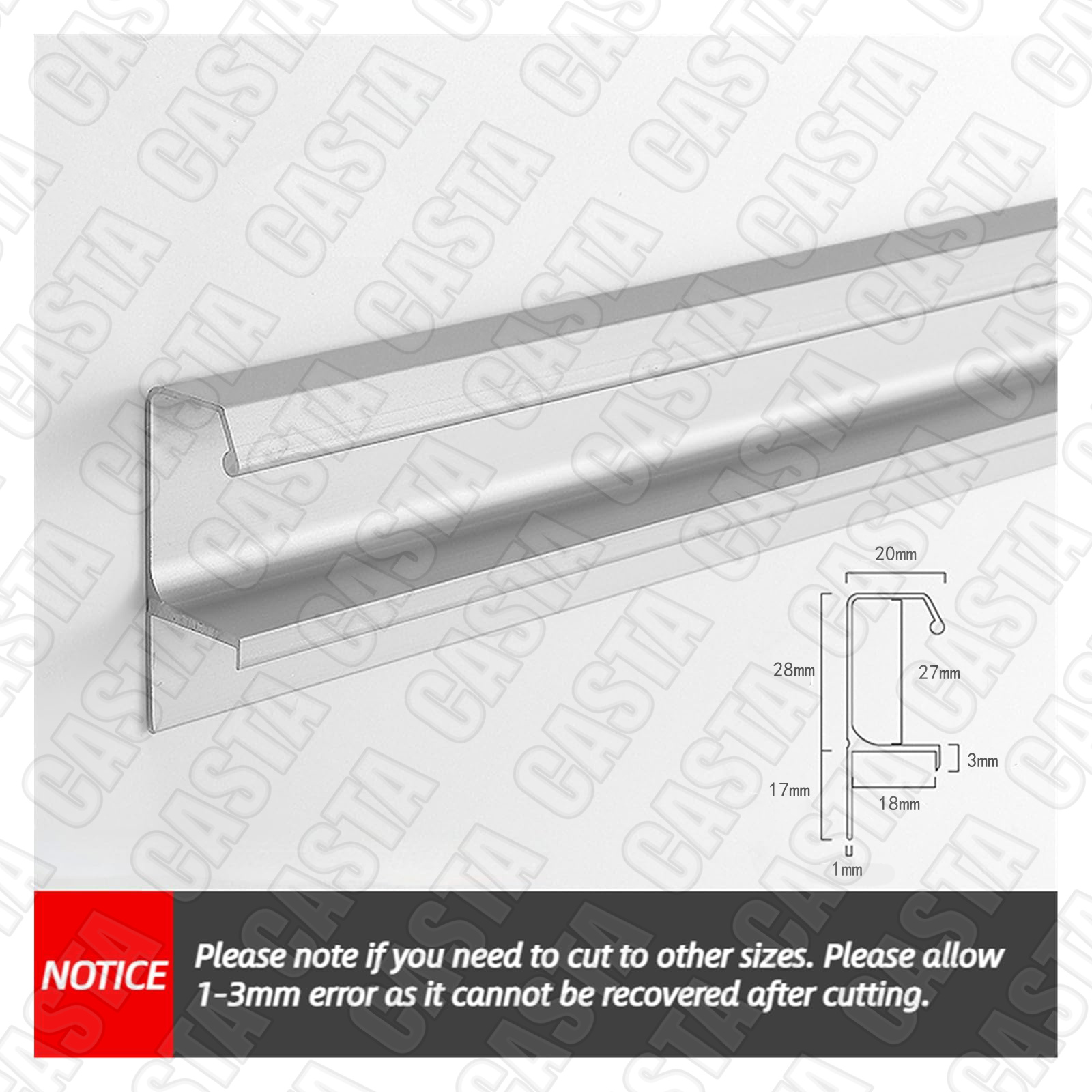 Aluminum 1.5M Silver/Black G Grab Handle Continuous For Cabinet Holder ...