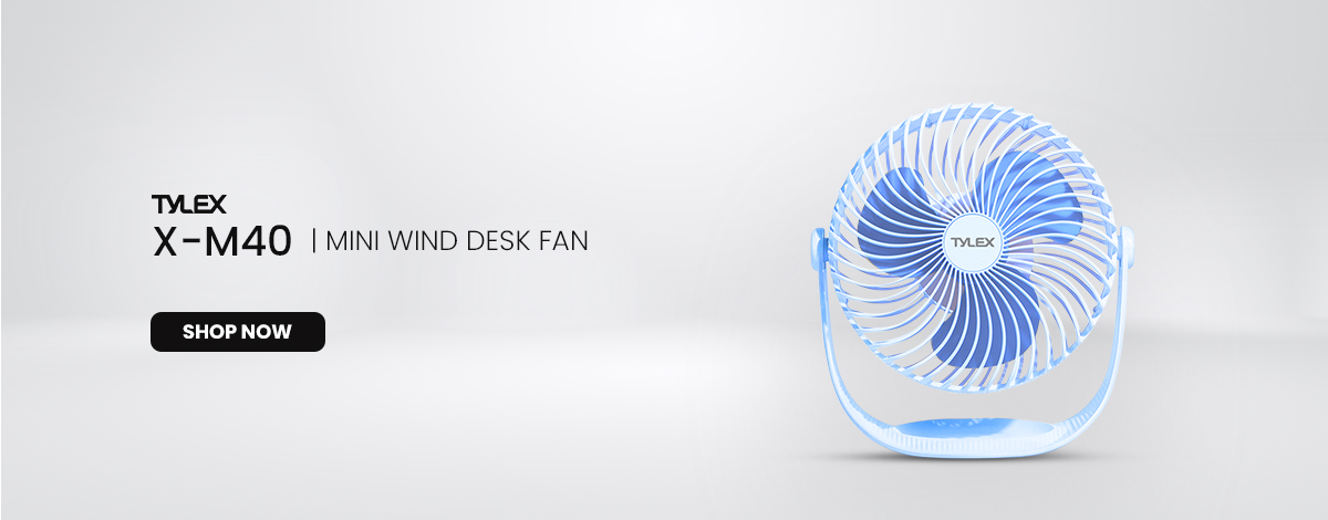 Tylex X-M40 Portable Fan 7 Inches 360° Rotation Mini Wind Long Lasting ...