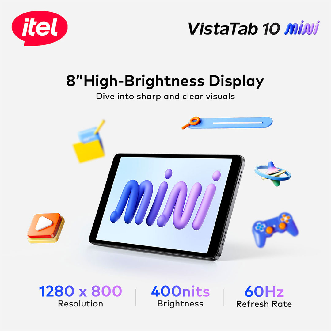 itel VistaTab Mini (3GB+64GB) 8" HD IPS Screen Dual Speakers | 5100mAh ...