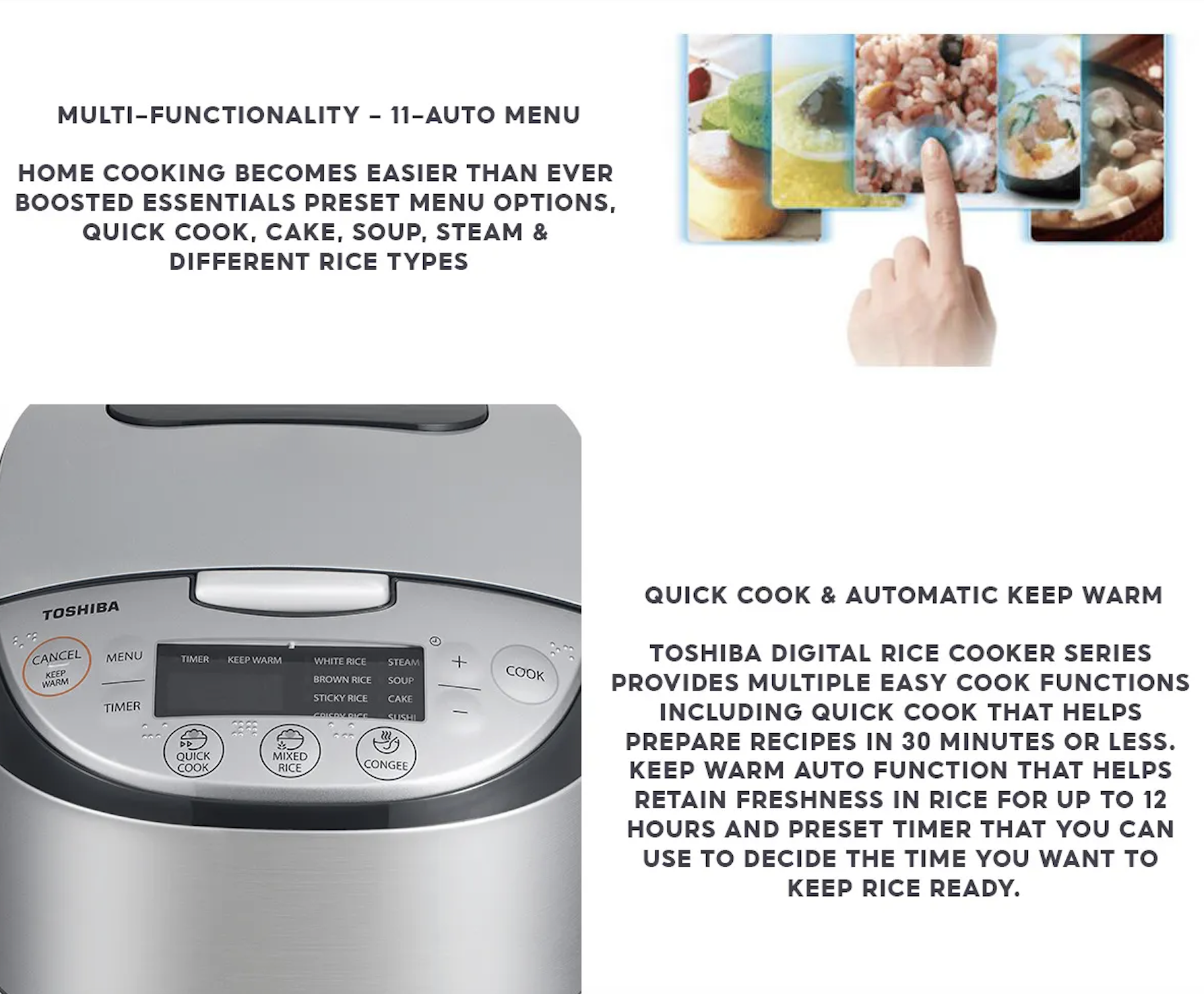 Toshiba 1.8L Digital Rice Cooker RC-18DR1UPH(S) 4mm Ultra Thick Non ...