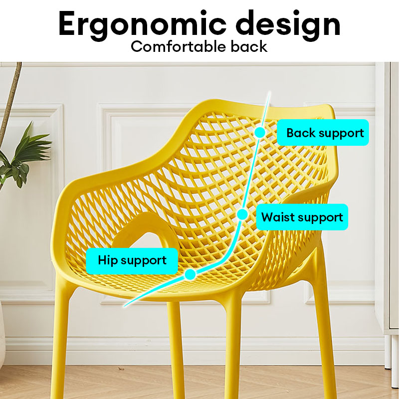 Nordic Plastic Rattan Chair Stackable Dining Chair With Armrest ...