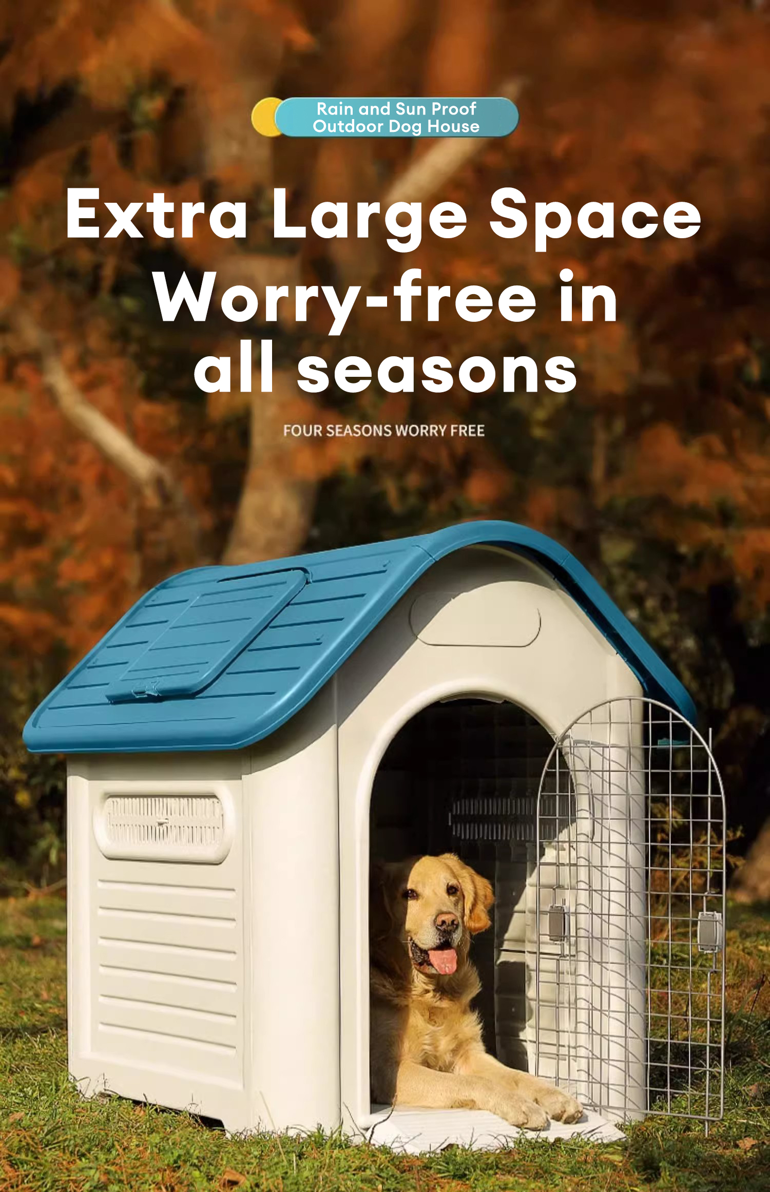 Dog House Outdoor Large Space Waterproofing Sun Protection Ventilation ...