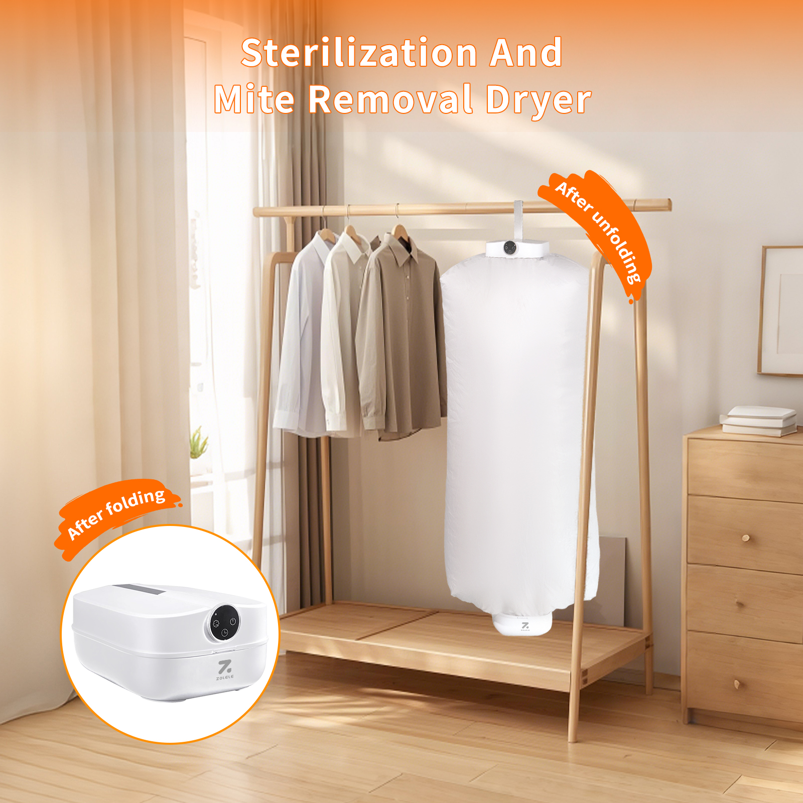 ZOLELE CD201 Portable Clothes Dryer Machine Photocatalyst Sterilization ...