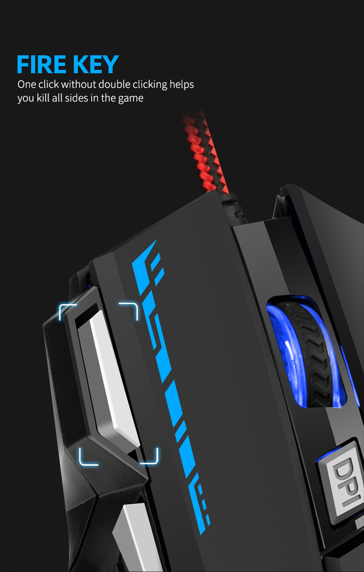 Raiku Wired Gaming Mouse 4 DPI Adjustment LED Optical Mice 7 Buttons ...