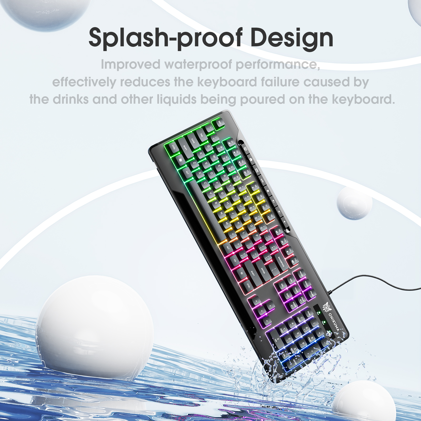 Onikuma G32 Wired RGB Keyboard Gamer Keyboard with Matte Key Caps ...