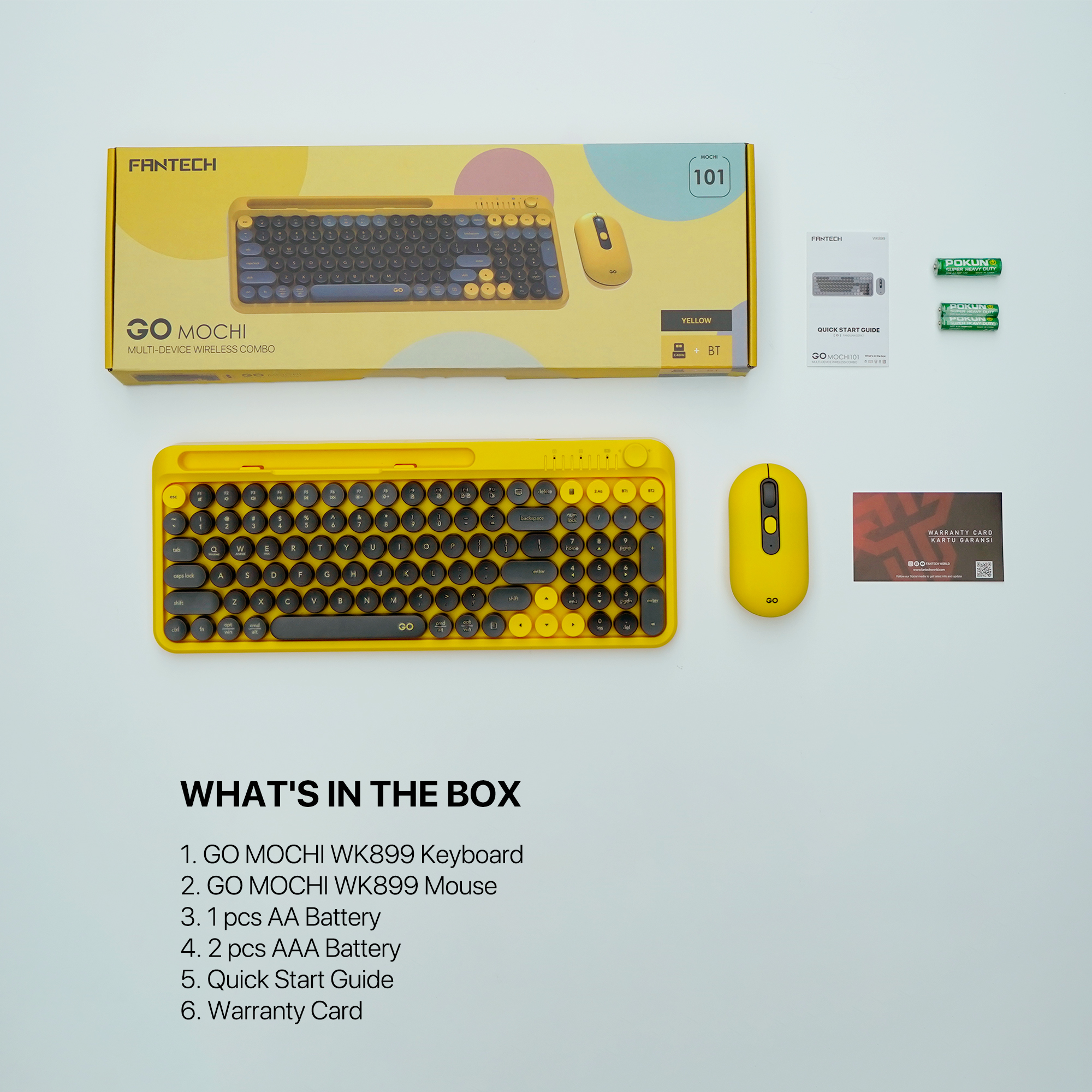 Fantech Go Mochi 101 WK899 Multi-device Compact Combo Wireless Keyboard ...