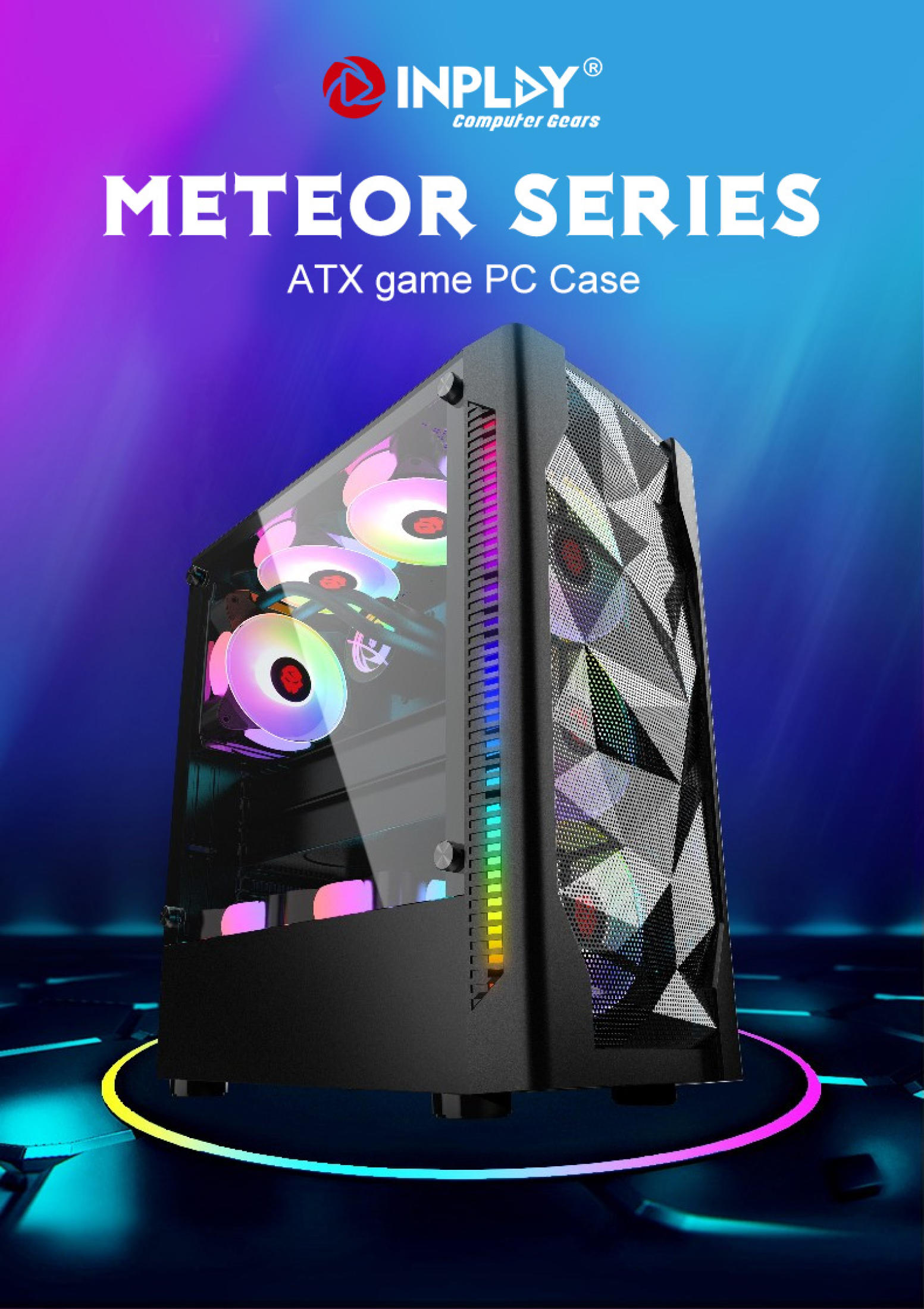 INPLAY Pc Case with Fans Computer Gaming Desktop Matx Table Tempered ...