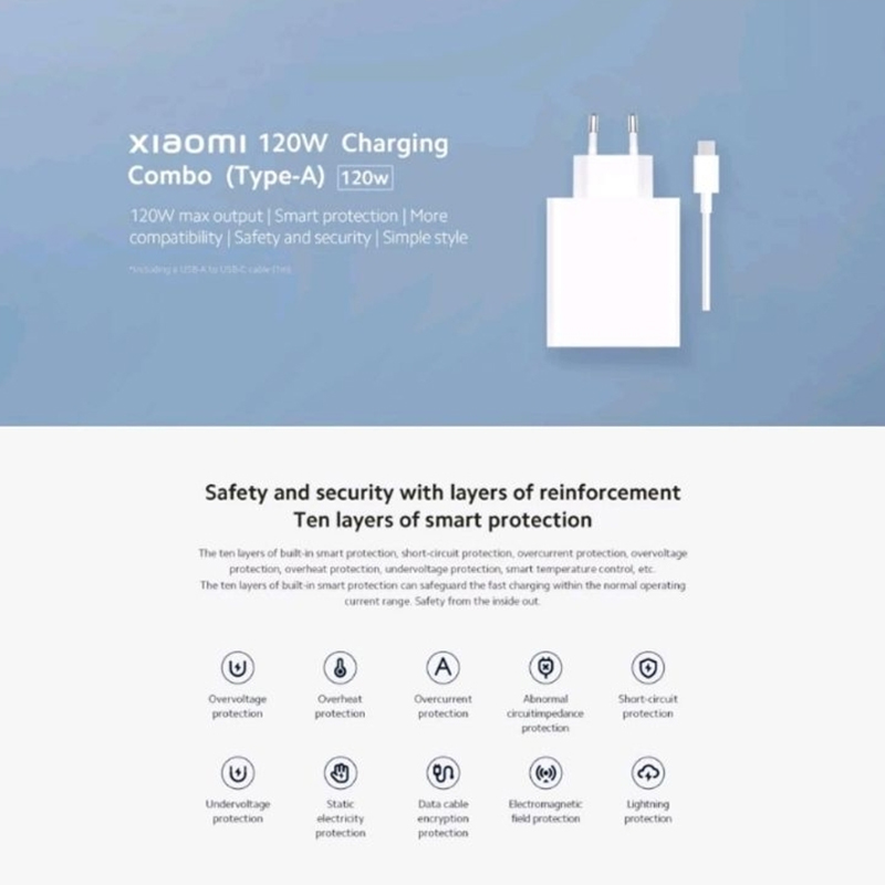 Xiaomi 120W HyperCharge Combo (Type-A) EU Smart Protection More ...