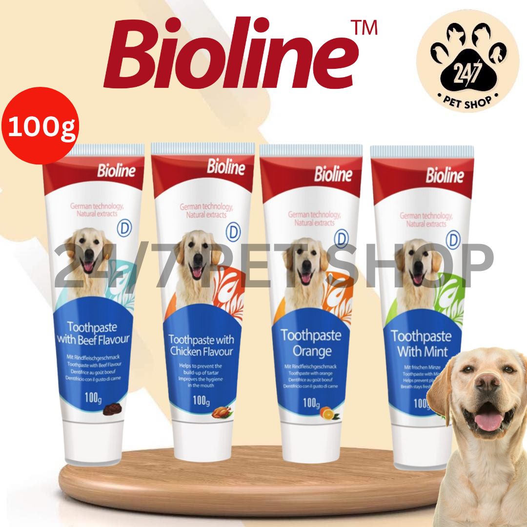 100g Bioline Toothpaste Mint Beef OrAnge for Dogs Dog 247 Pet Shop ...