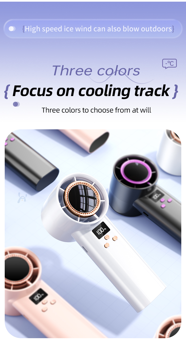 ZOLURA New Cool Mini High Speed Fan With LED Display 100 Gear Wind ...