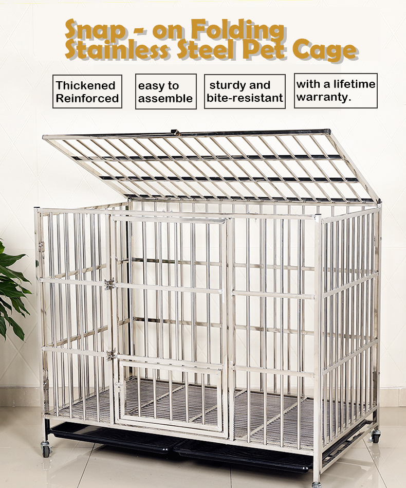 Dog Cage Foldable Stainless Steel Cage for Dog Heavy Duty Pet ...