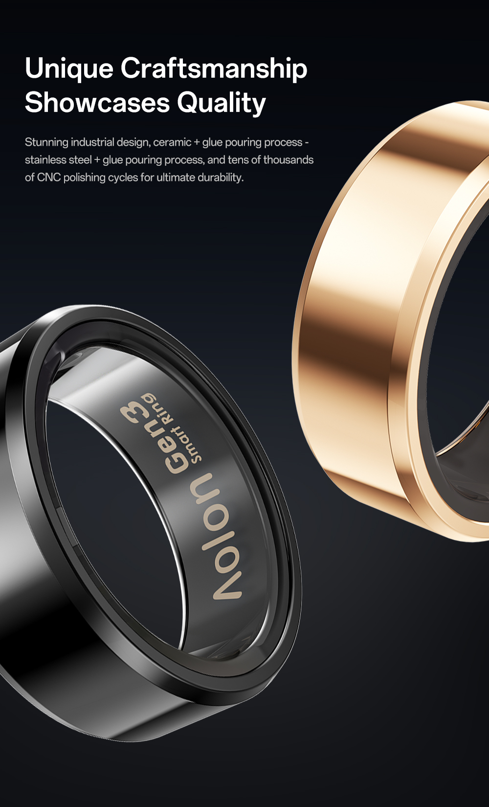 Aolon Ring Gen3 Smart Ring 10ATM Swimming Sports & Health Records ...