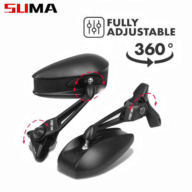 Motorcycle Street King Side Mirror V2 Anti-Glare Blue Lens CNC Alloy ...