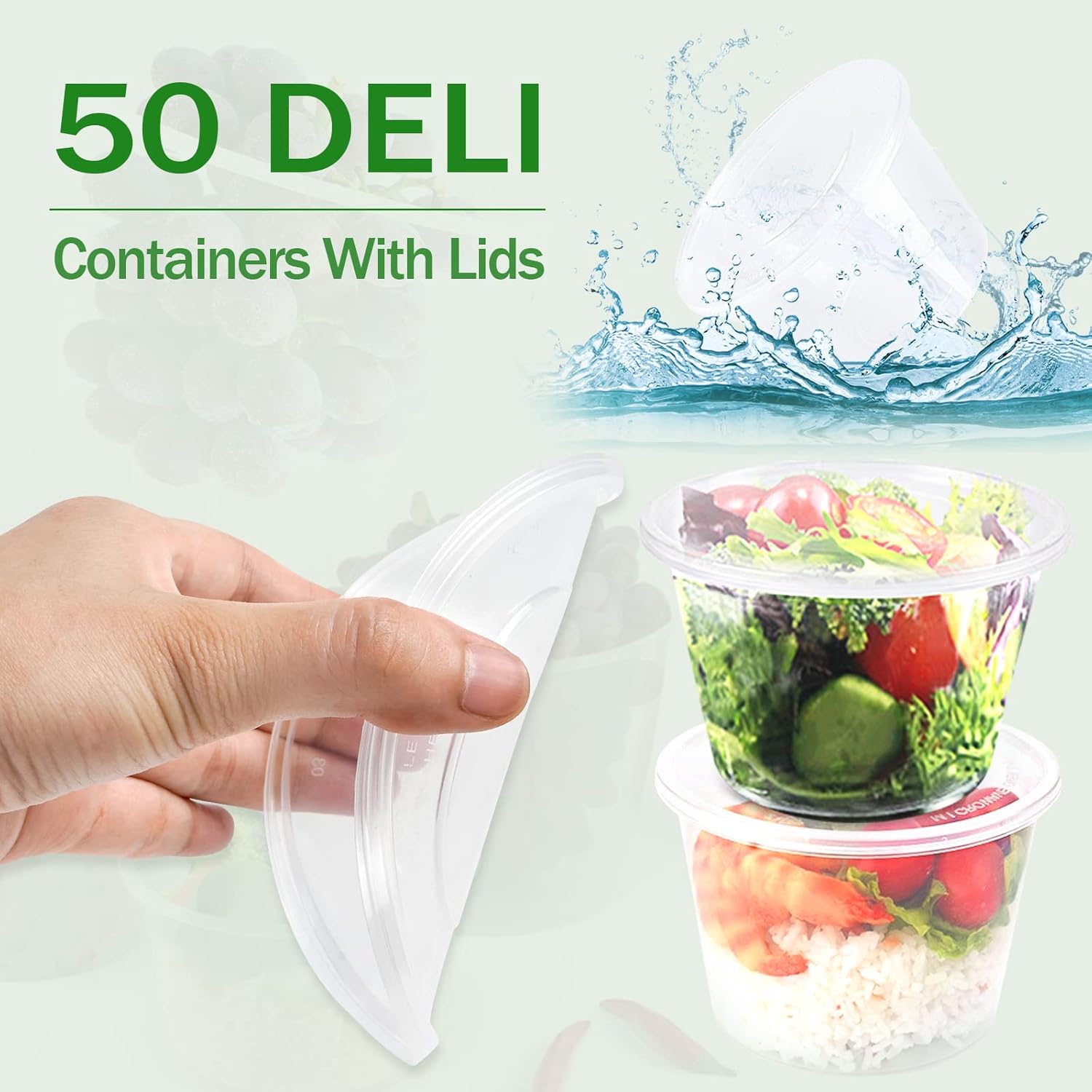 50PCS Round Microwavable Food Container Tub 300ml To 800ml With Lids ...