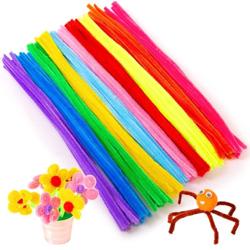 100pcs Fuzzy Wire Plush Colored Twisted Sticks Creative DIY Plush Strip ...