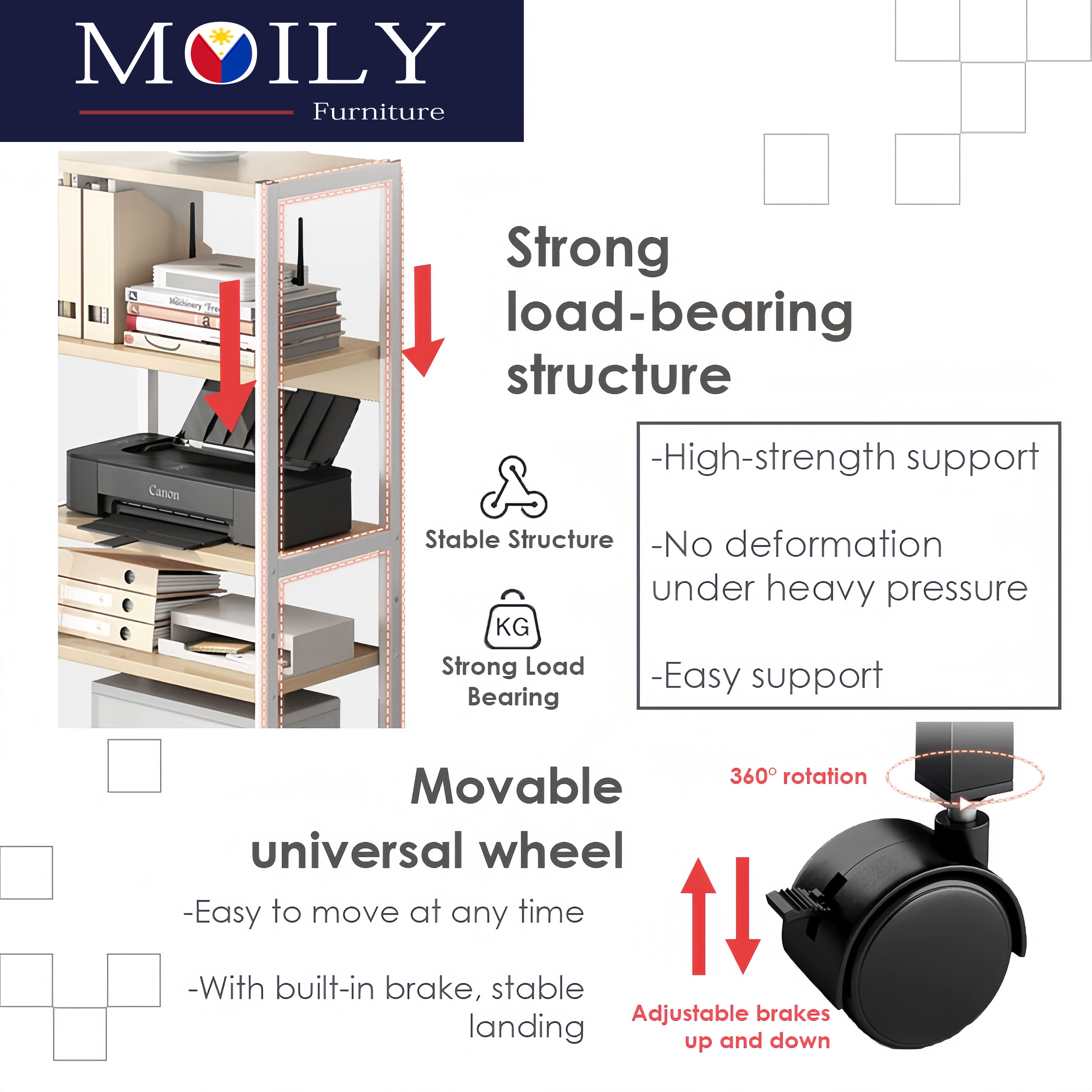 Universal wheel movable printer bracket, copier floor standing storage ...