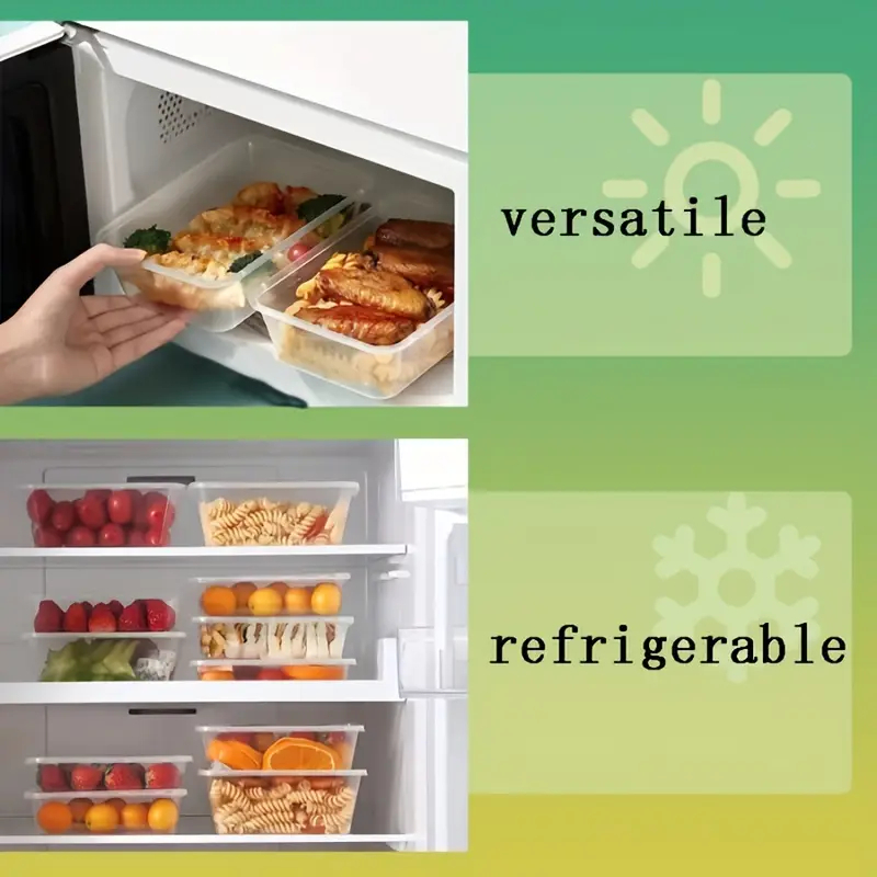 50PCS Rectangle/Round Disposable Microwavable Food Container Plastic ...