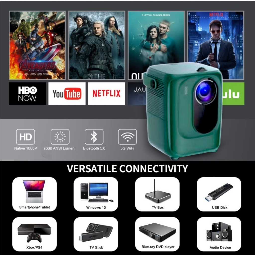 Projector S10 Portable Smart Mini 4K UHD LED Projector OS Android WiFi ...