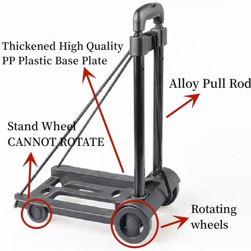 【SJ】Folding Hand Truck Heavy Duty Trolley 4 Wheels Rotate Portable Fold ...