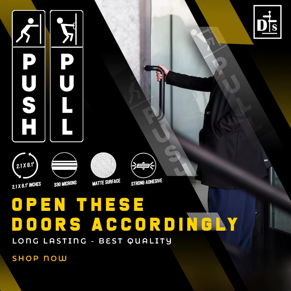 DSIGN Push Pull Door Sticker Signage l Door Signage l Vinyl Sticker l ...