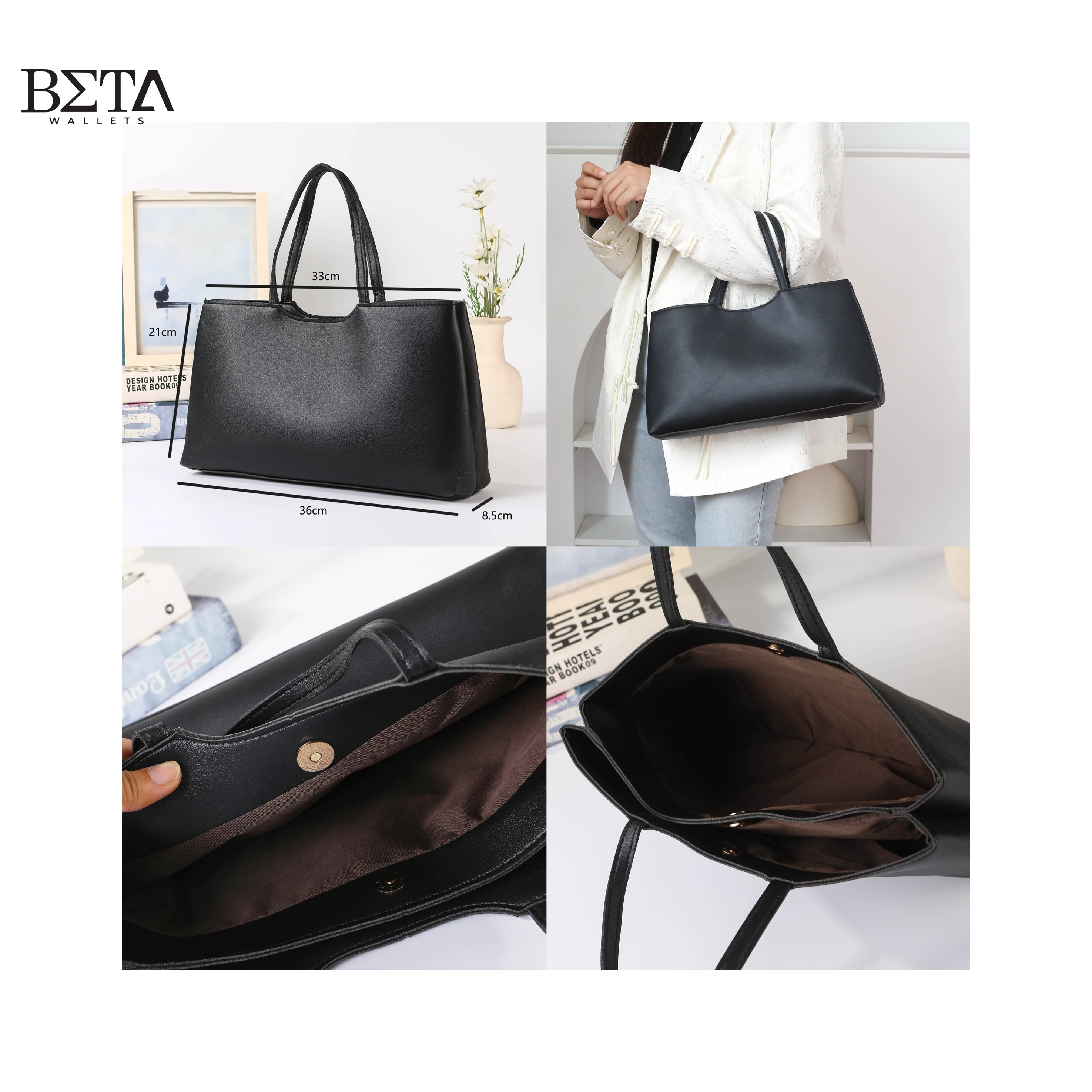 BETA Totebag For Woman Leather Ladies Office Korean Fashion Elegant ...